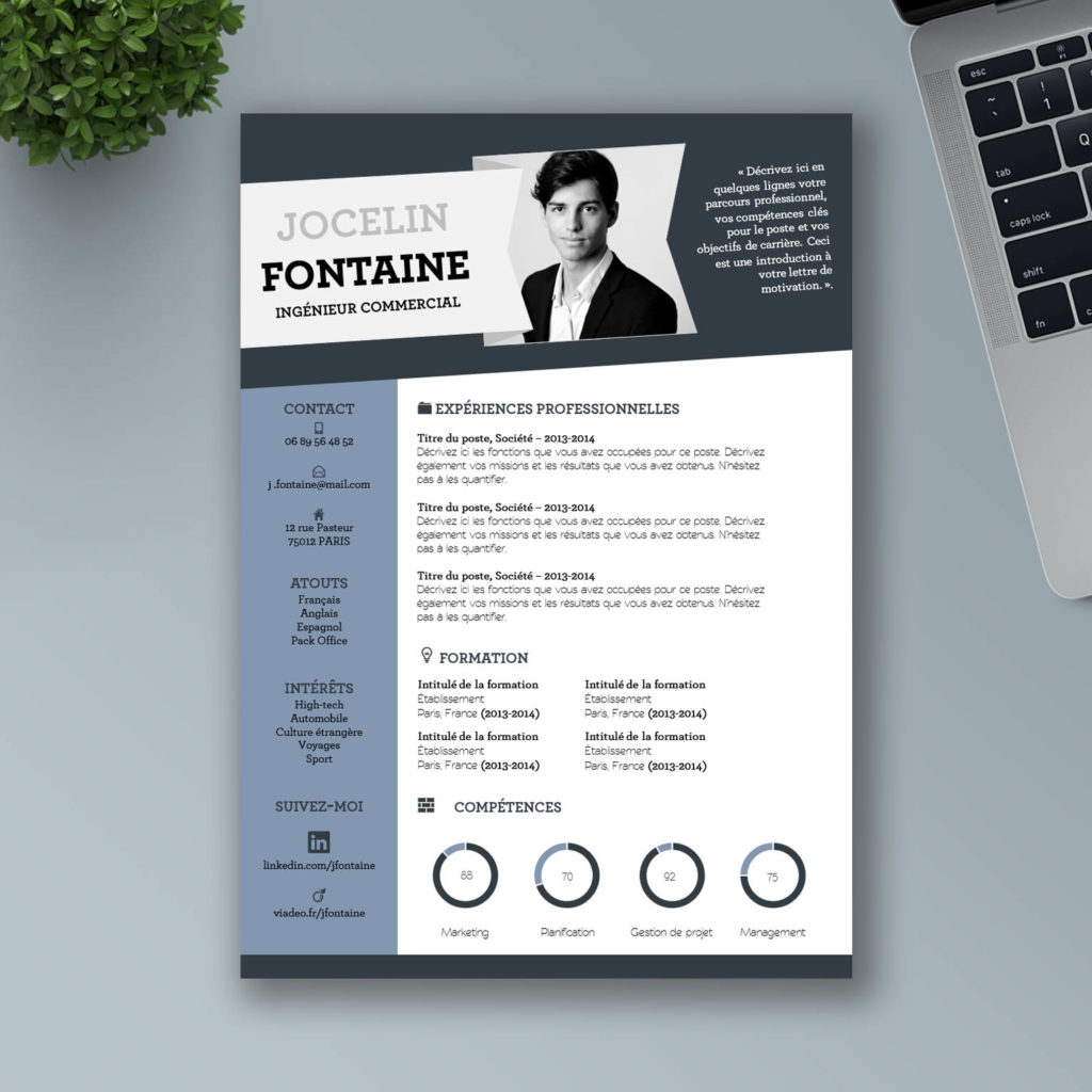 Modèle de CV Simple et Original - CV Word Premium | Mon Beau CV